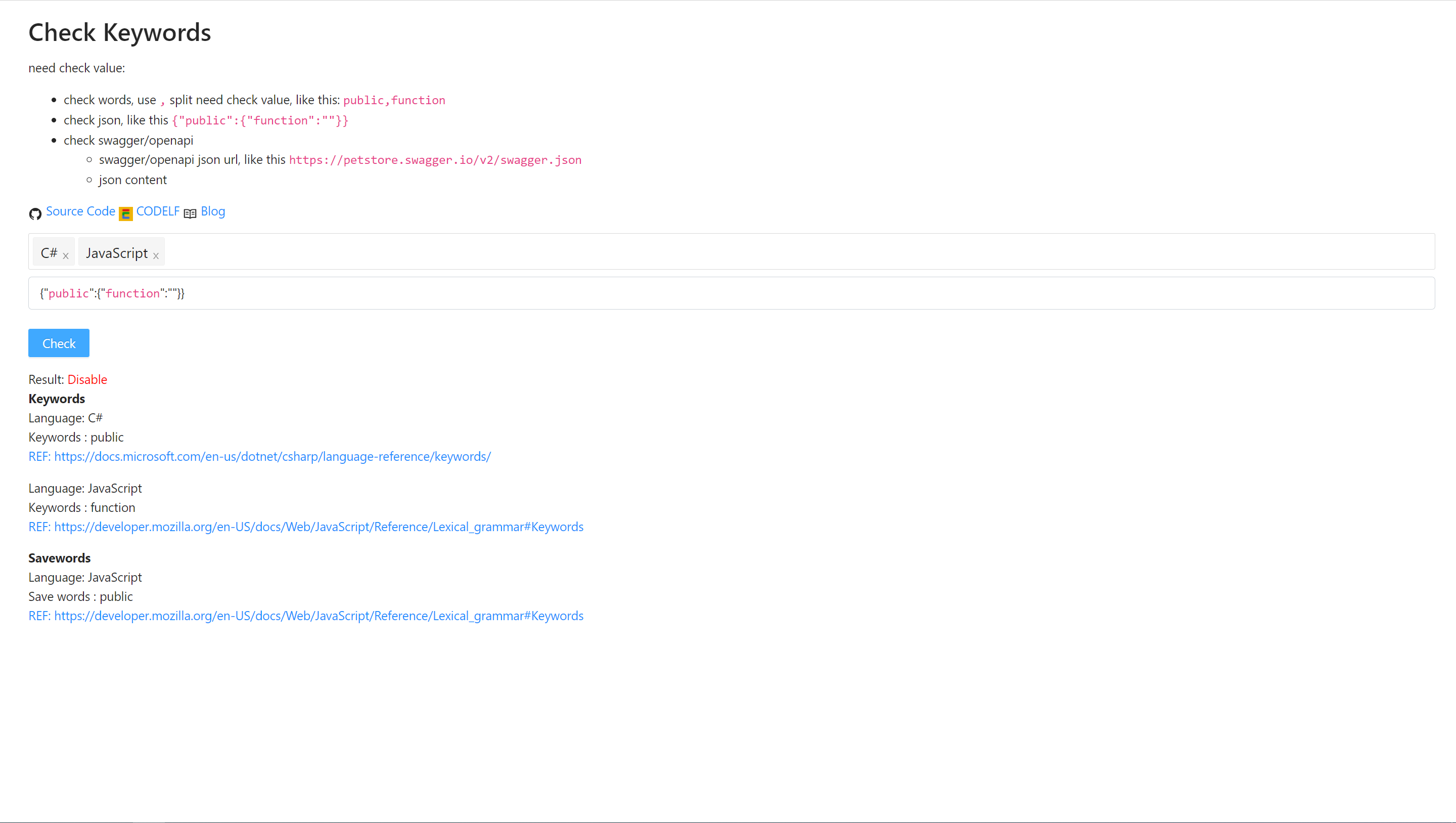 GitHub - JiChao99/check-keywords: check all program language keywords, savewords