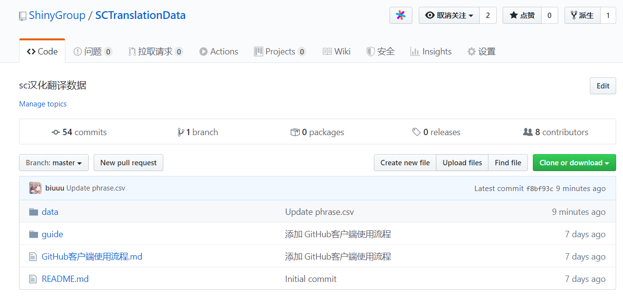 SCTranslationData/翻译流程.md at master · ShinyGroup/SCTranslationData · GitHub