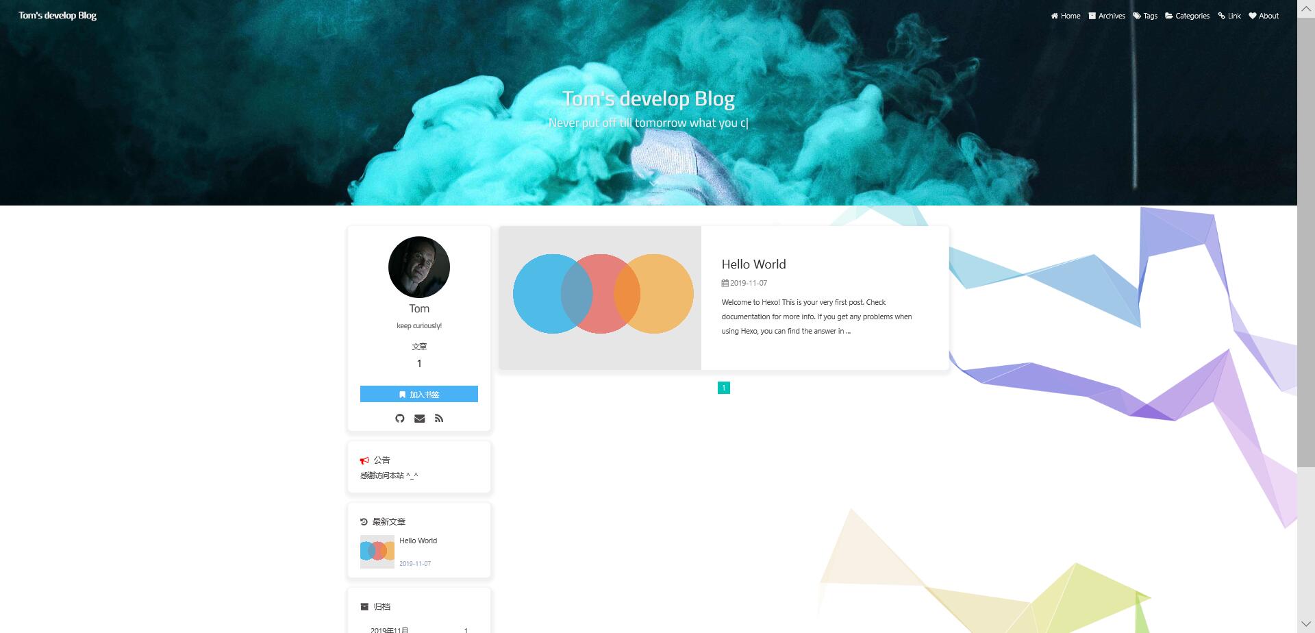 搭建个人博客 | Tom's develop Blog