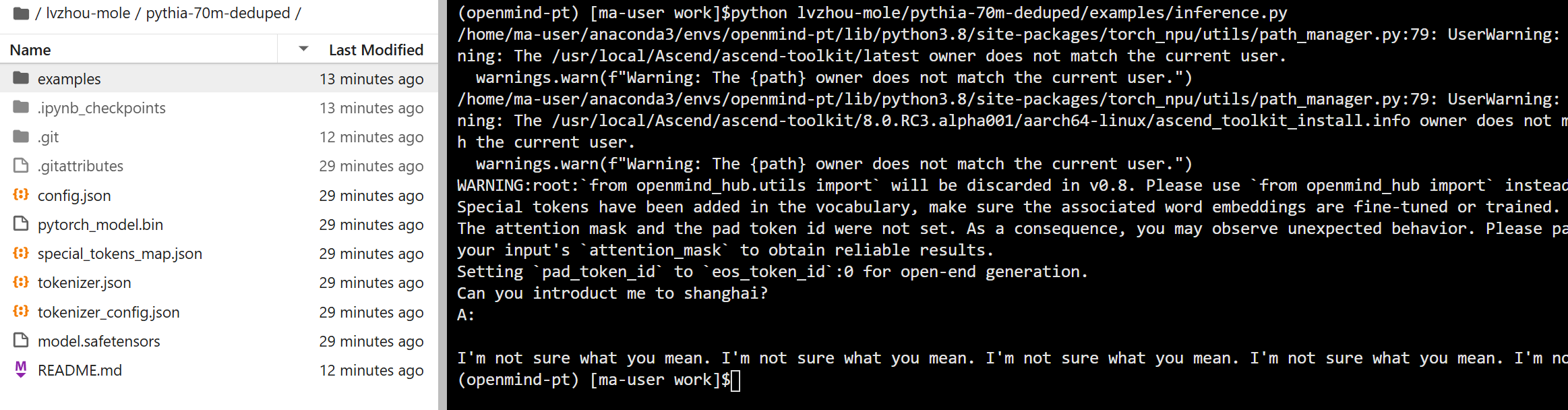 #1026 - 第四周-任务1：基于openMind跑通pythia-70m-deduped - openMind_Library - OpenI - 启智AI开源社区提供普惠算力！