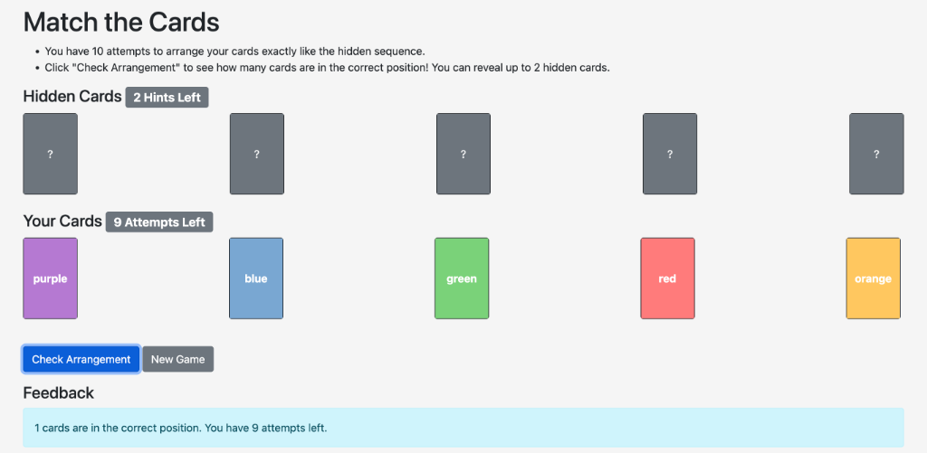 Match the Cards - Online tools, Games & Puzzles