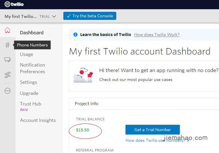从Twilio获取免费的美国电话号码用于短信验证收发短信-接码号