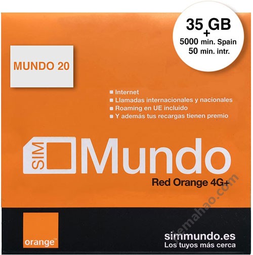 西班牙电话卡ORANGE Mundo境外实体手机SIM注册卡-接码号