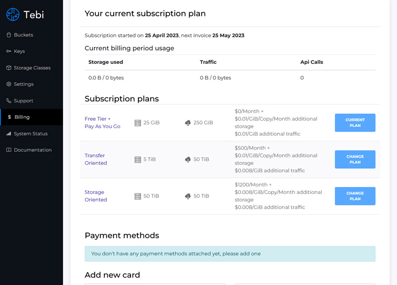 Tebi.io 免费25g对象存储+250g流量/月，可绑域名 - 接码号