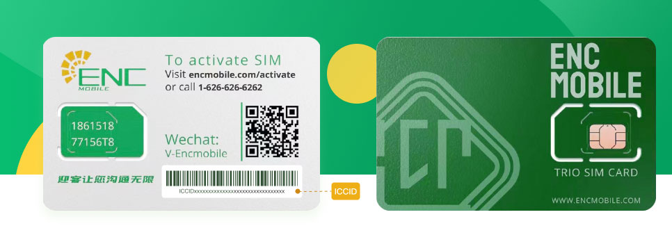 ENC Mobile迎客移动美国实体电话卡/月租3美金/中美一卡双号 - 接码号