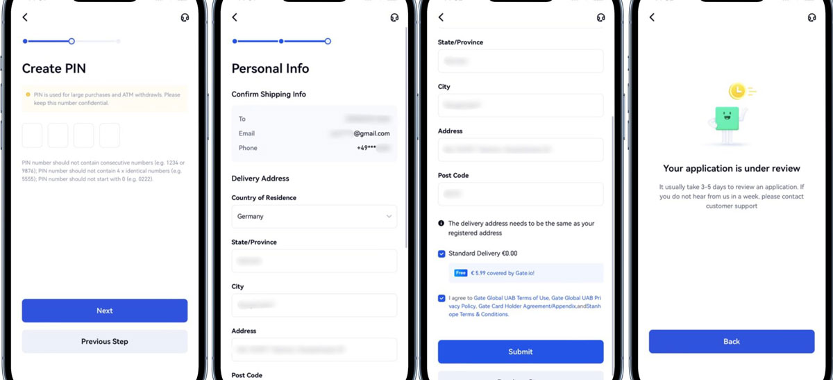 Gate.io芝麻加密货币交易所VISA借记卡申请教程 - 接码号