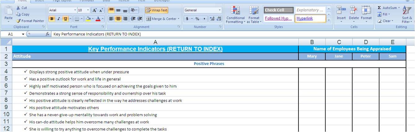 Phrases For Performance Appraisals