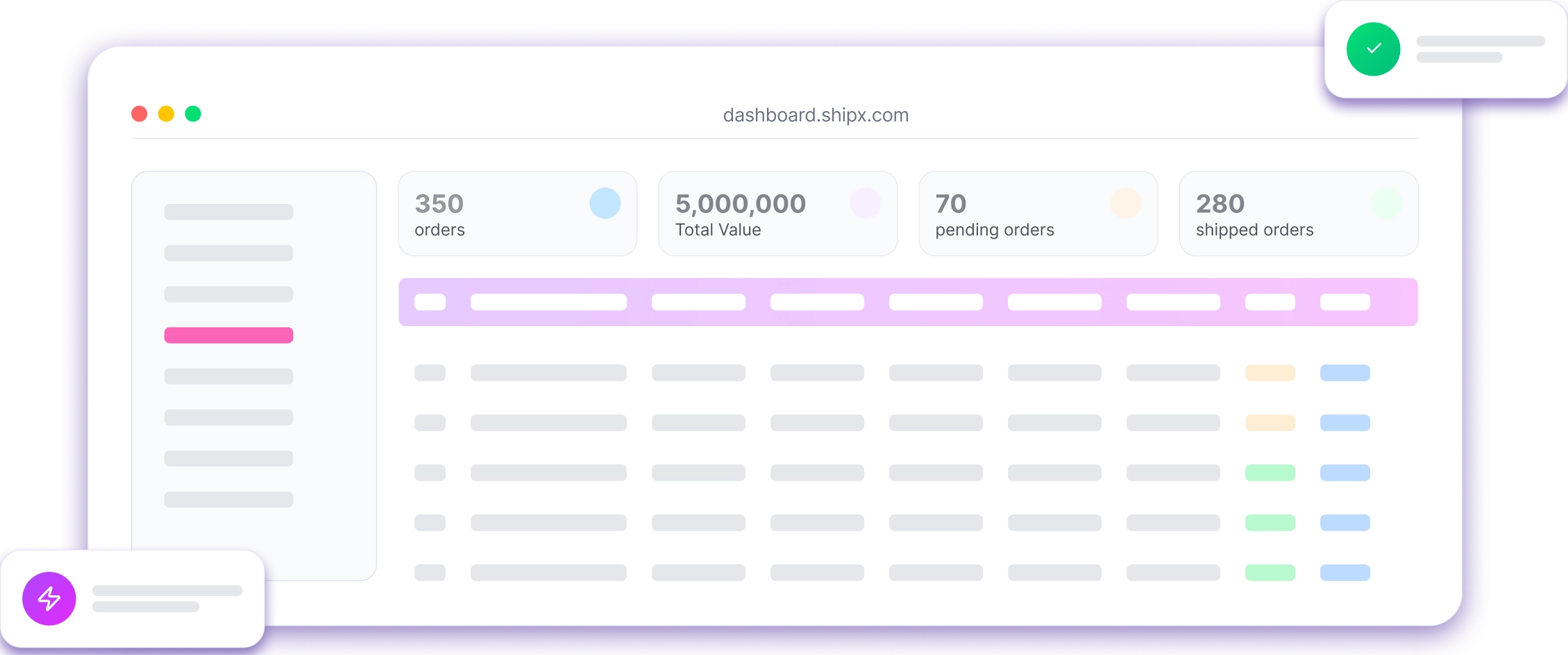 ShipX Dashboard Mockup
