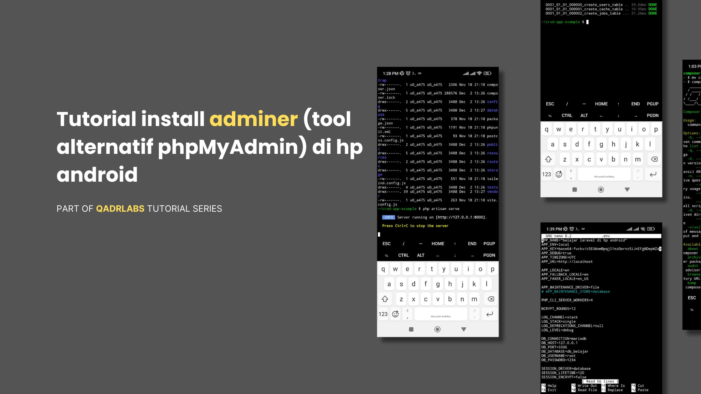 Tutorial install adminer (tool alternatif phpMyAdmin) di hp android