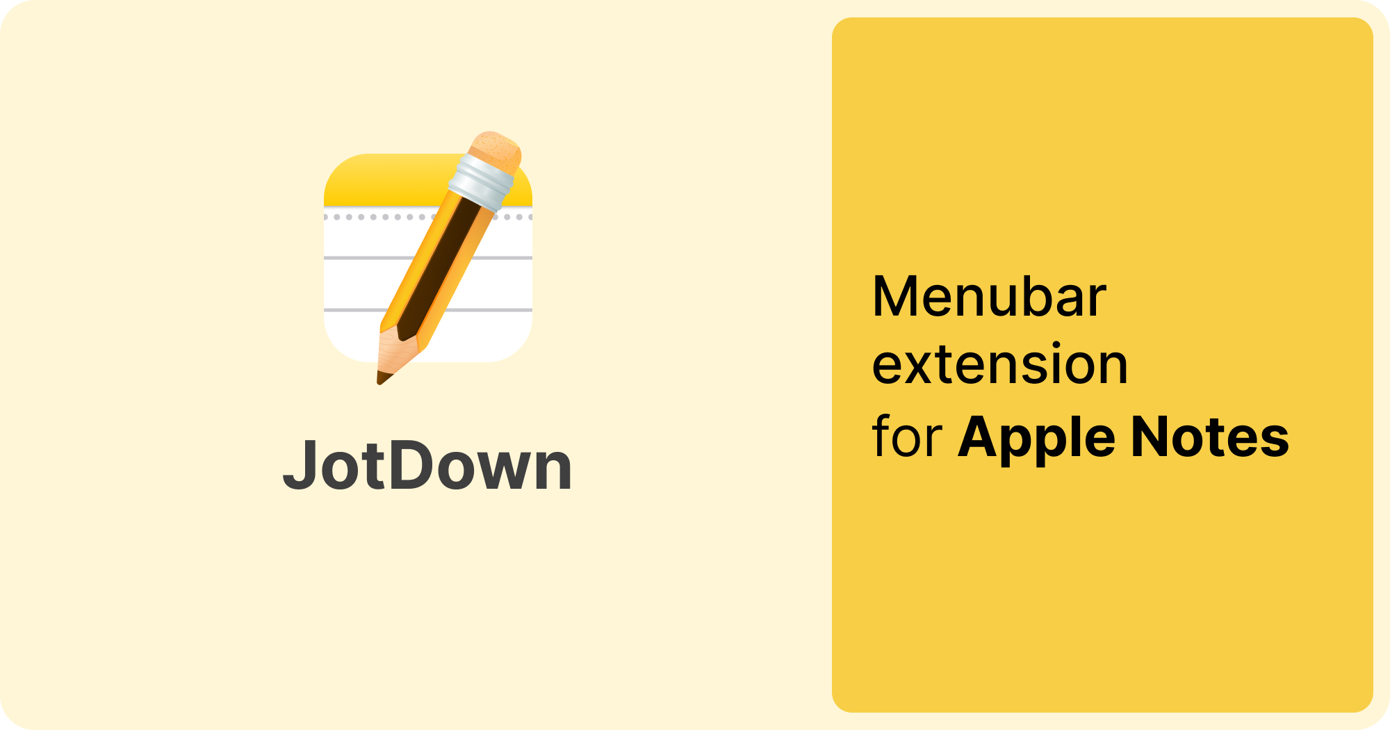 JotDown MacOS - Apple Notes in menu bar