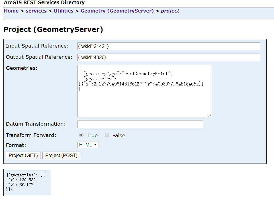 使用arcgis Server中的project投影服务 Wincent 的自留地 6855