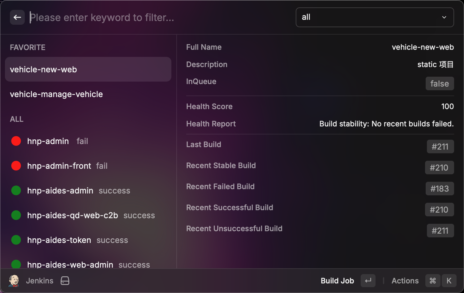 GitHub - wingsheep/raycast-jenkins: A Raycast extension that manages Jenkins.