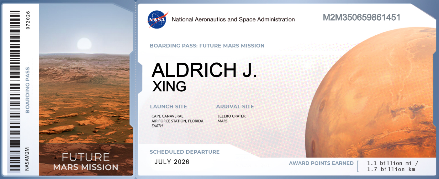 NASA Mars 2026 Boarding Pass | Ora's Zone